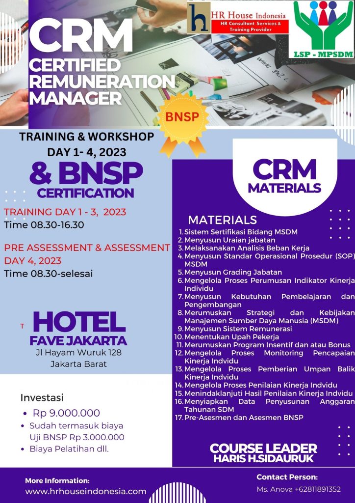 BNSP CERTIFICATION CERTIFIED REMUNERATION MANAGER (CRM) BNSP RI HR ...
